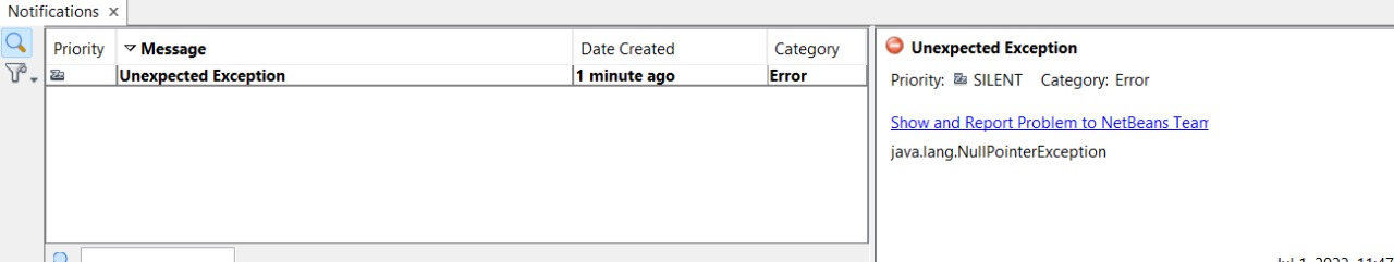 Bug in the application (Unexpected exception) · Issue #4320 · apache/netbeans · GitHub