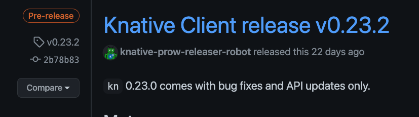 Unmark release as "pre-release" · Issue #1404 · knative/client · GitHub