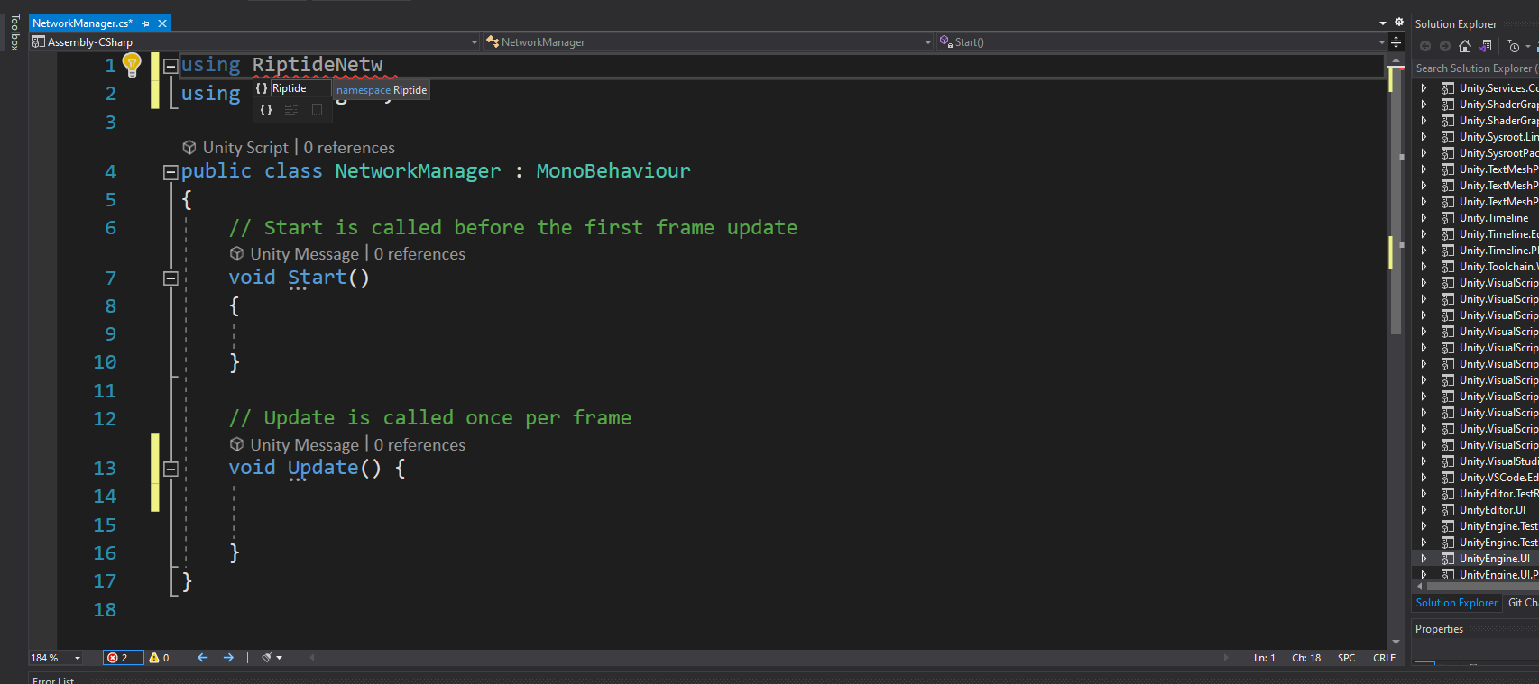 Can't use riptidenetworking namespace. · Issue #87 · RiptideNetworking/Riptide · GitHub