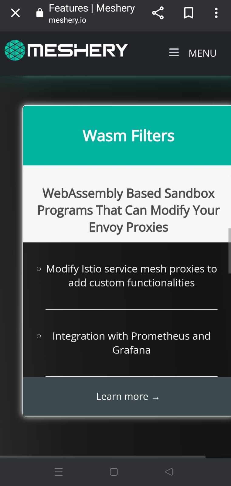 Horizontal scroll on the https://meshery.io/features on device's with less than 400px · Issue ...