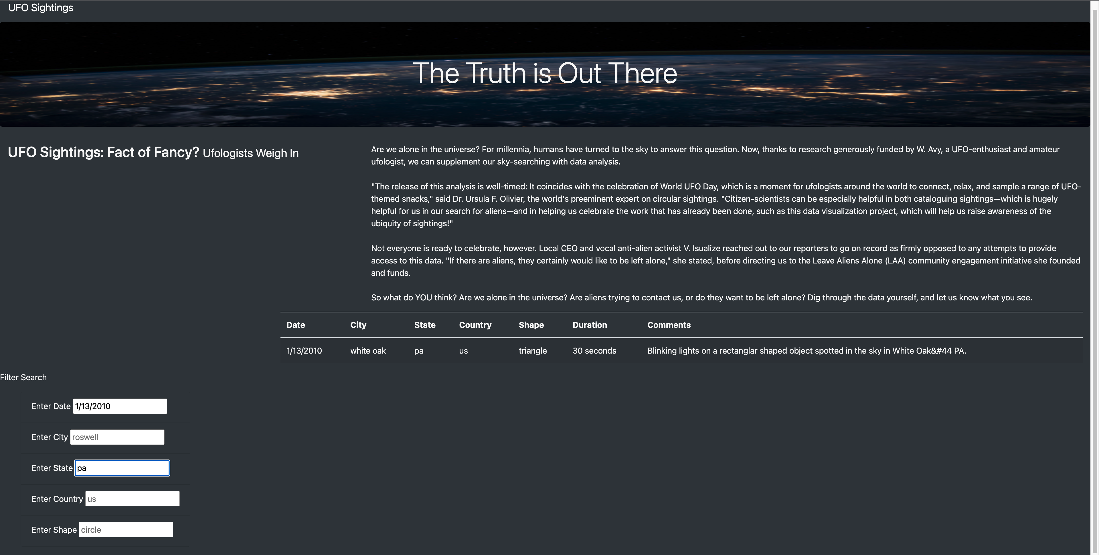 GitHub - jmreel/Module_11: UFOs