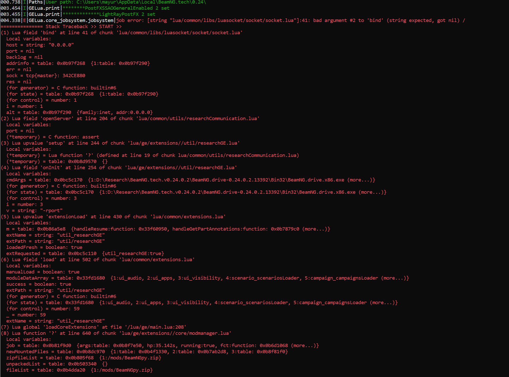 Connecting Beamngpy to the simulator - adding "-luasocket" extension · Issue #181 · BeamNG ...