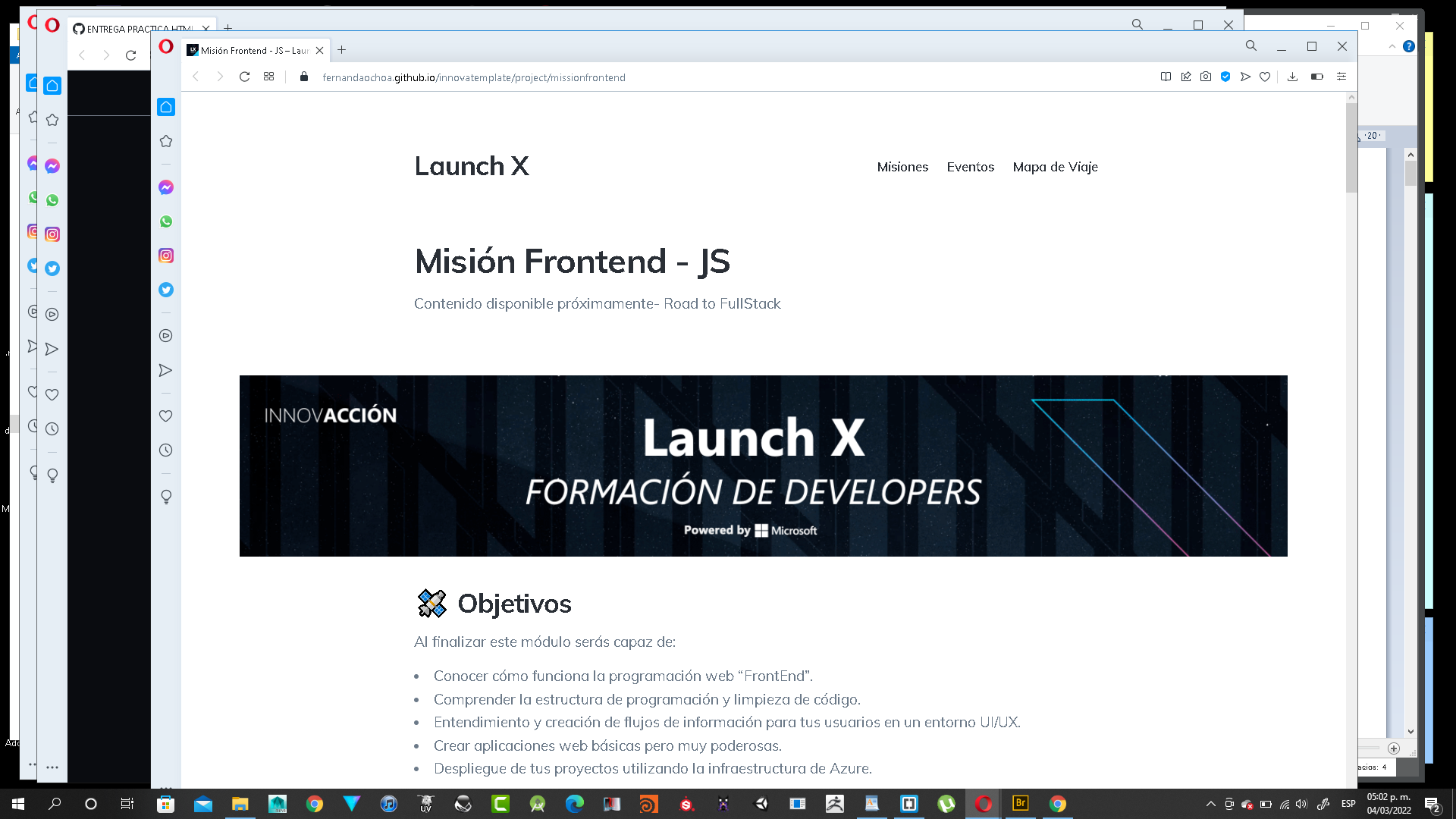 ENTREGA PRACTICA HTML · LaunchX-InnovaccionVirtual FrontEnd-Mision · Discussion #240 · GitHub