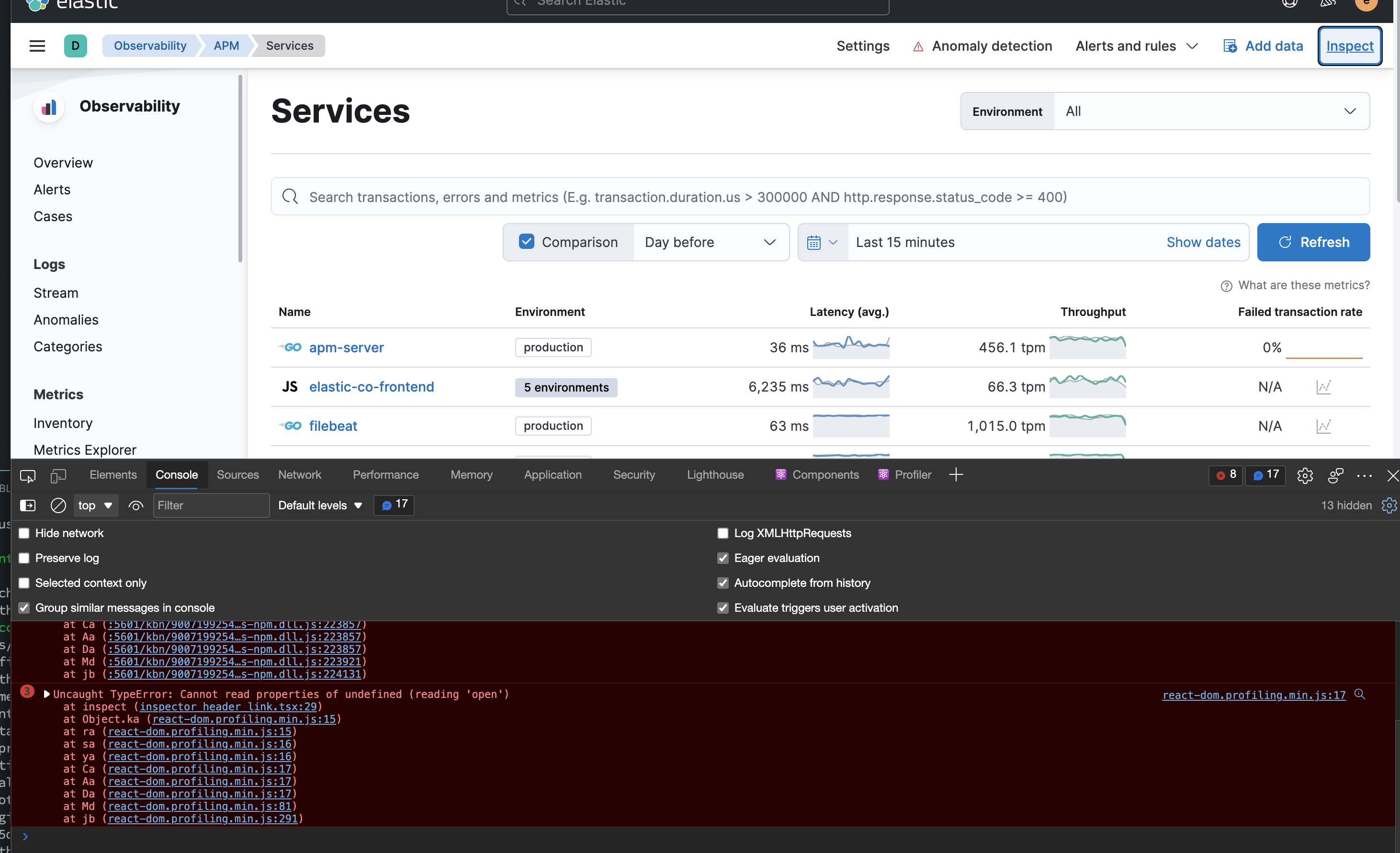 [APM] Inspector is broken · Issue #115827 · elastic/kibana · GitHub