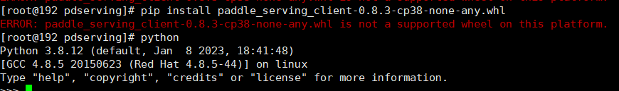 ERROR: paddle_serving_client-0.8.3-cp38-none-any.whl is not a supported wheel on this platform ...