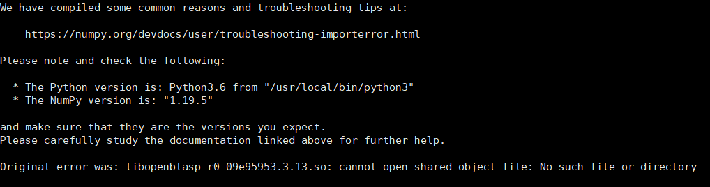 Original error was: libopenblasp-r0-09e95953.3.13.so: cannot open shared object file: No such ...