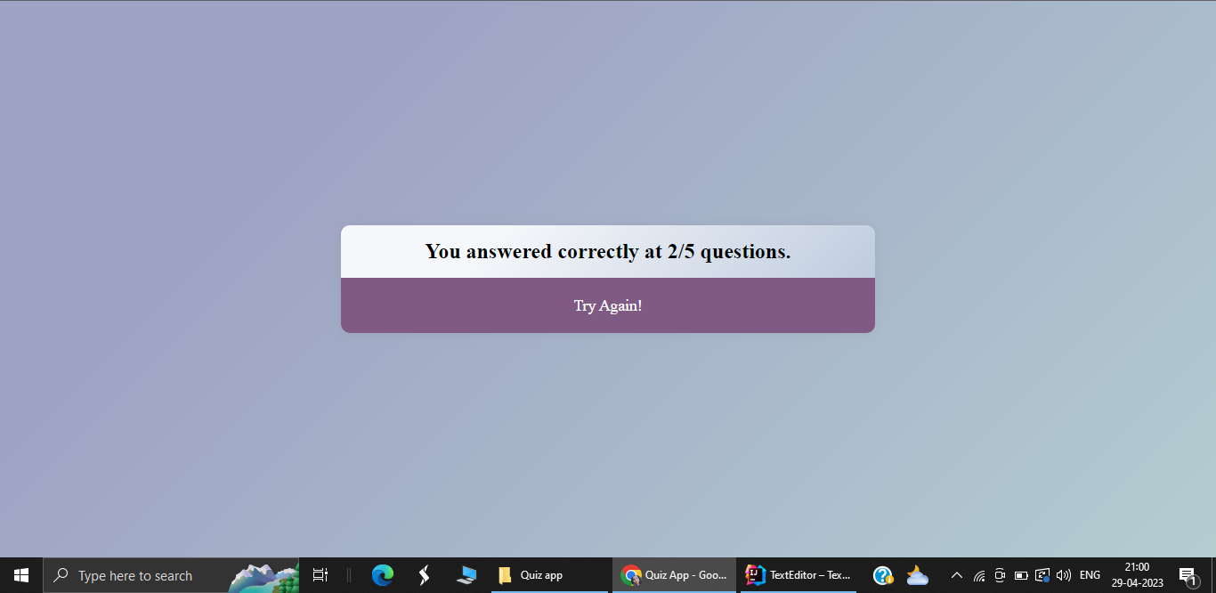 Github Triptisngh Quiz App
