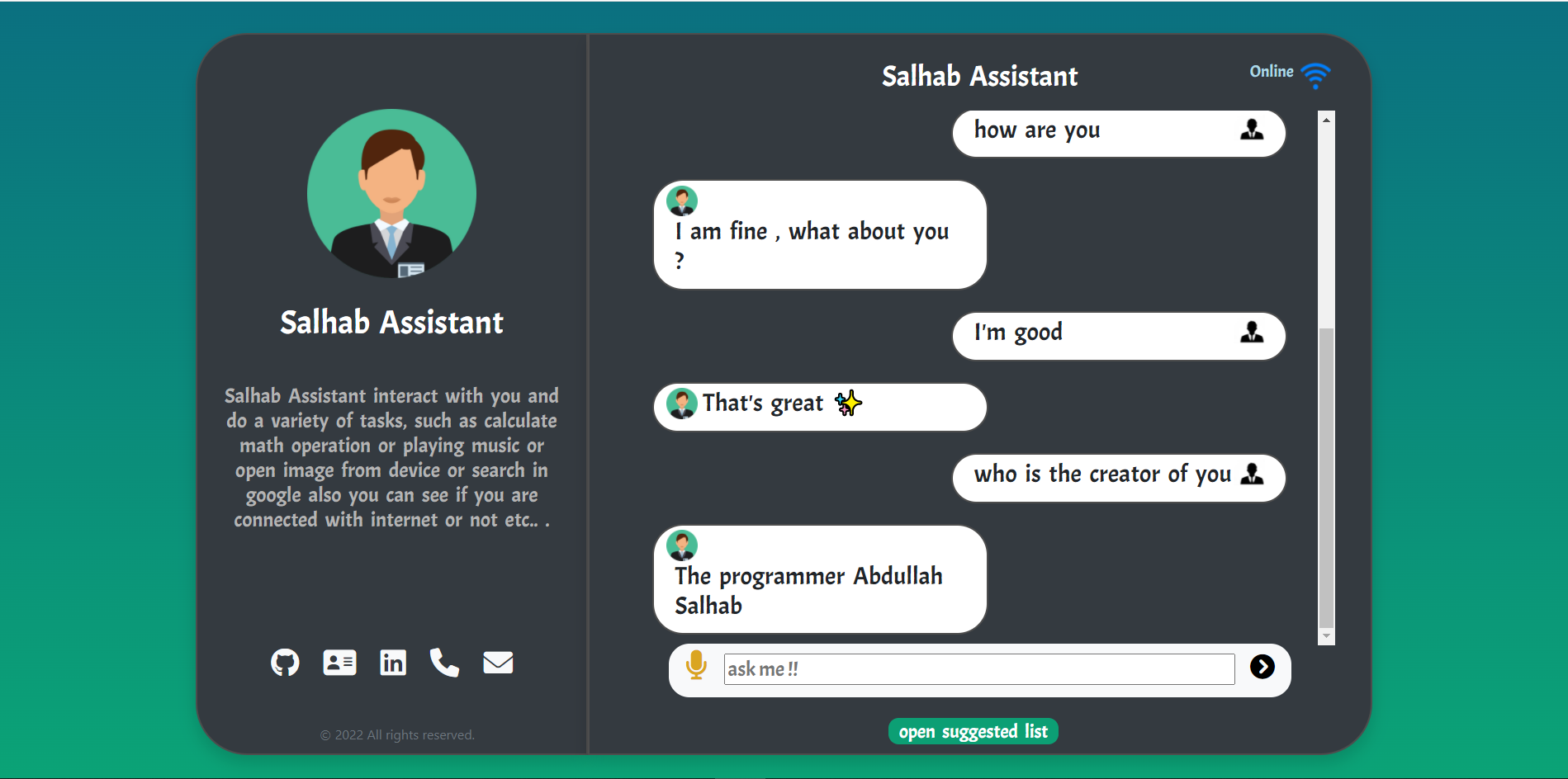 GitHub - Abdullah-Salhab/Salhab-Assistant: Salhab Assistant interacts with you and does a ...