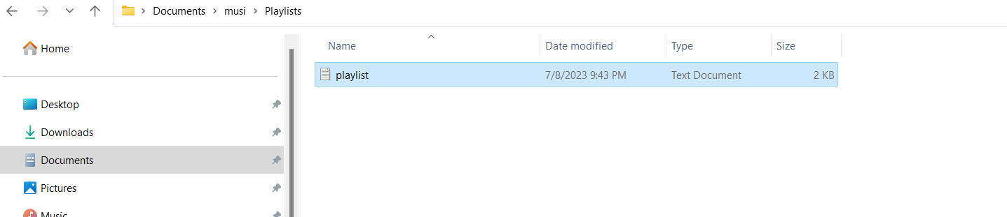 error when trying to play a playlist "I could not find "playlist.txt" in the Playlists folder ...
