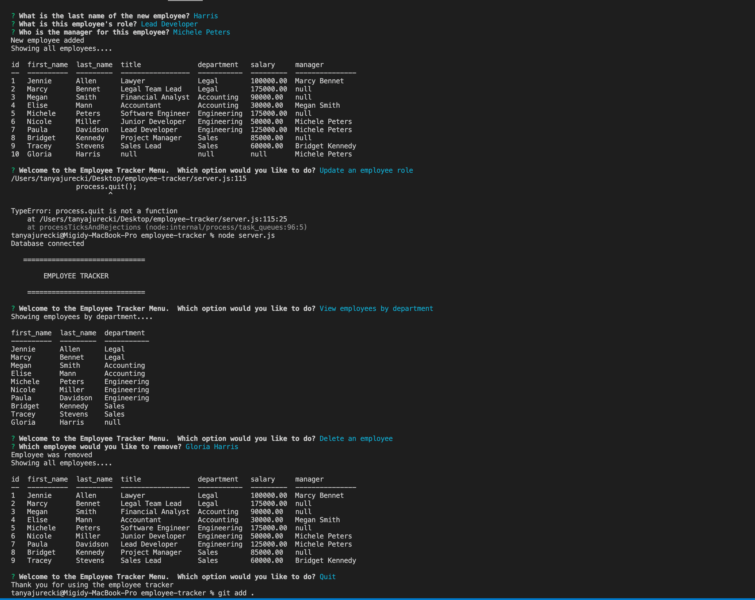 GitHub - tljurecki/employee-tracker