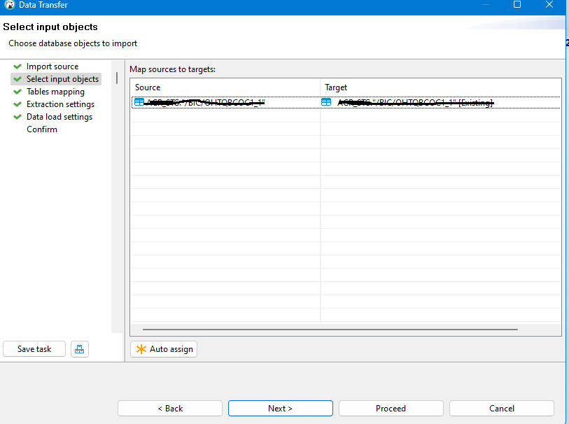 Show connection name and support particular size import when import data between two connections ...