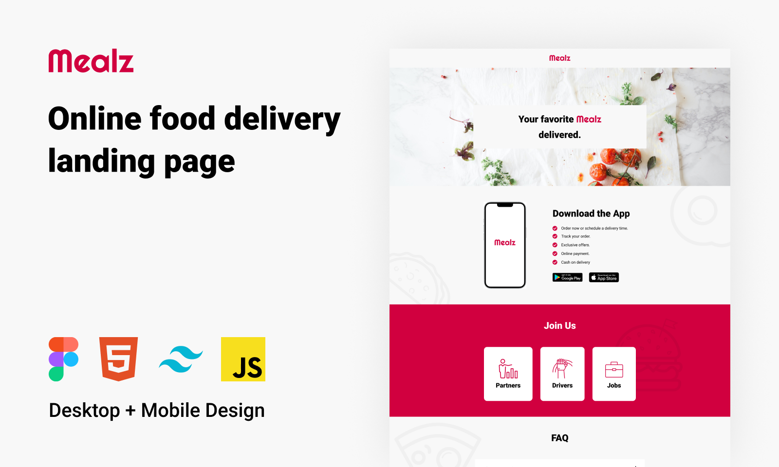GitHub - mfg888/Mealz: Mealz is a fully responsive online food delivery landing page.