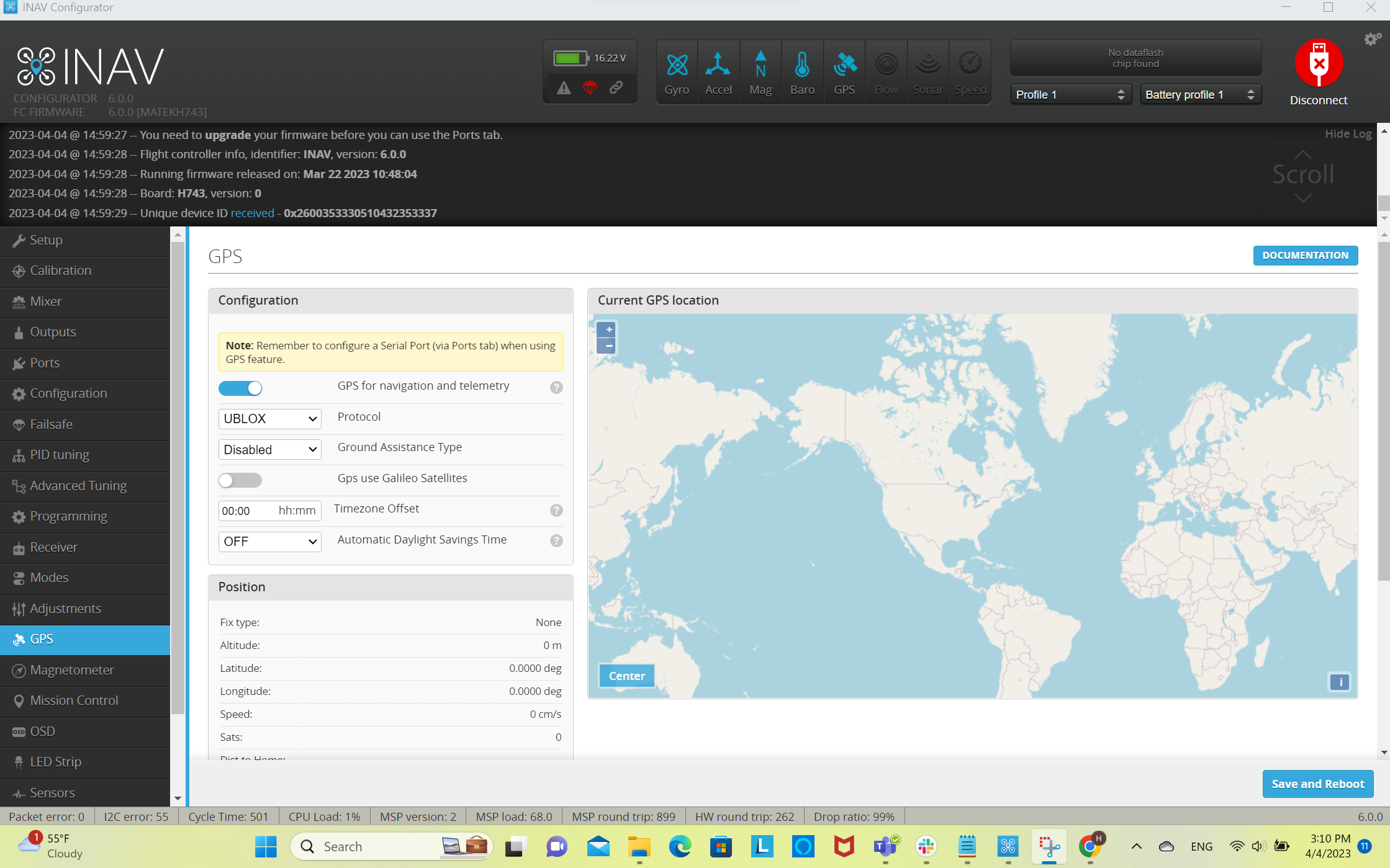 GPS not shown in the GPS page with a telemetry communication with INAV Configurator 6.0 · Issue ...