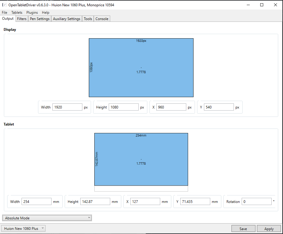 Support Request: Relative mode on Huion New 1060 Plus does not work · Issue #2937 ...