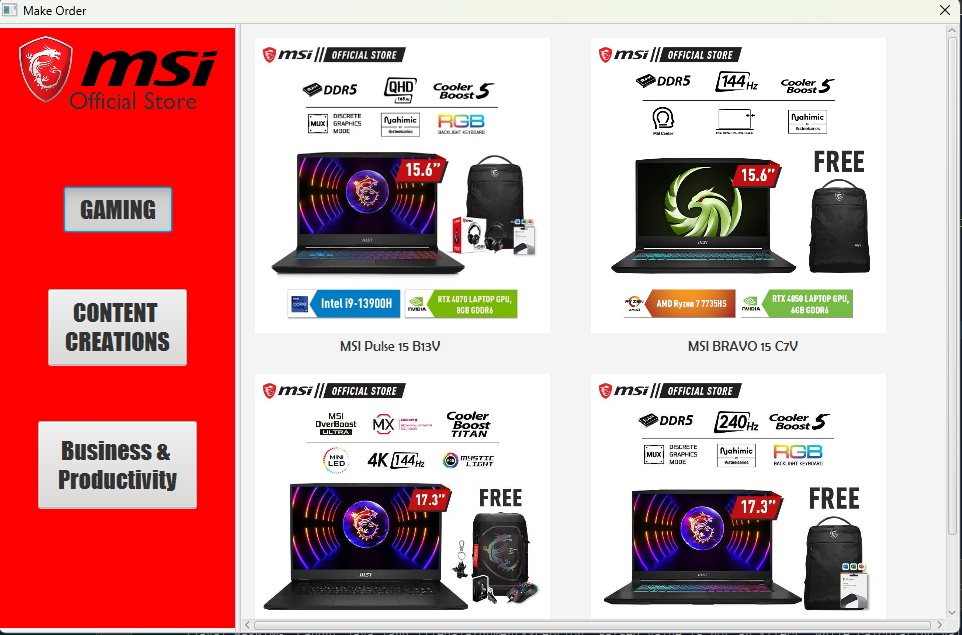 GitHub - Blizzard03/MSI-Official-Store: Java Project-Test