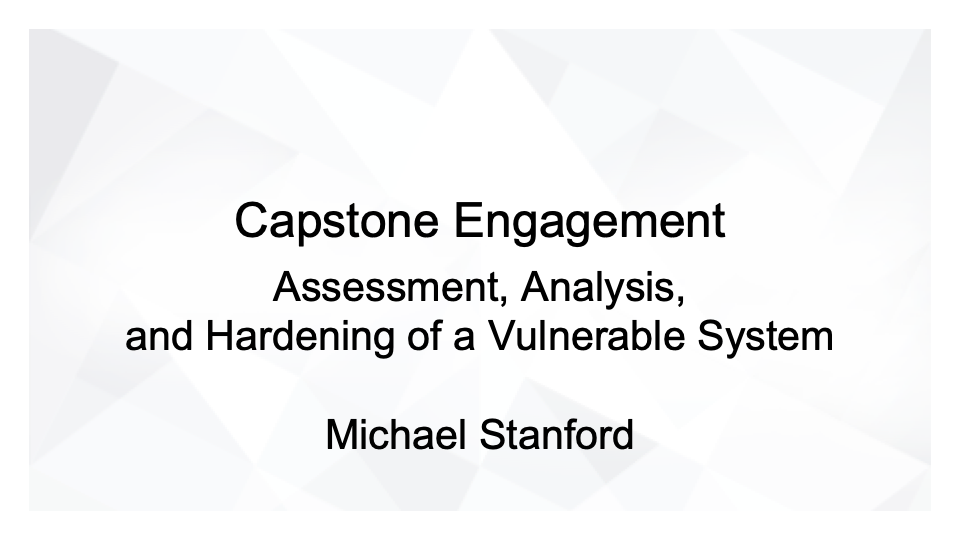 GitHub - MDAStanford/Cyber-Security-Project-2