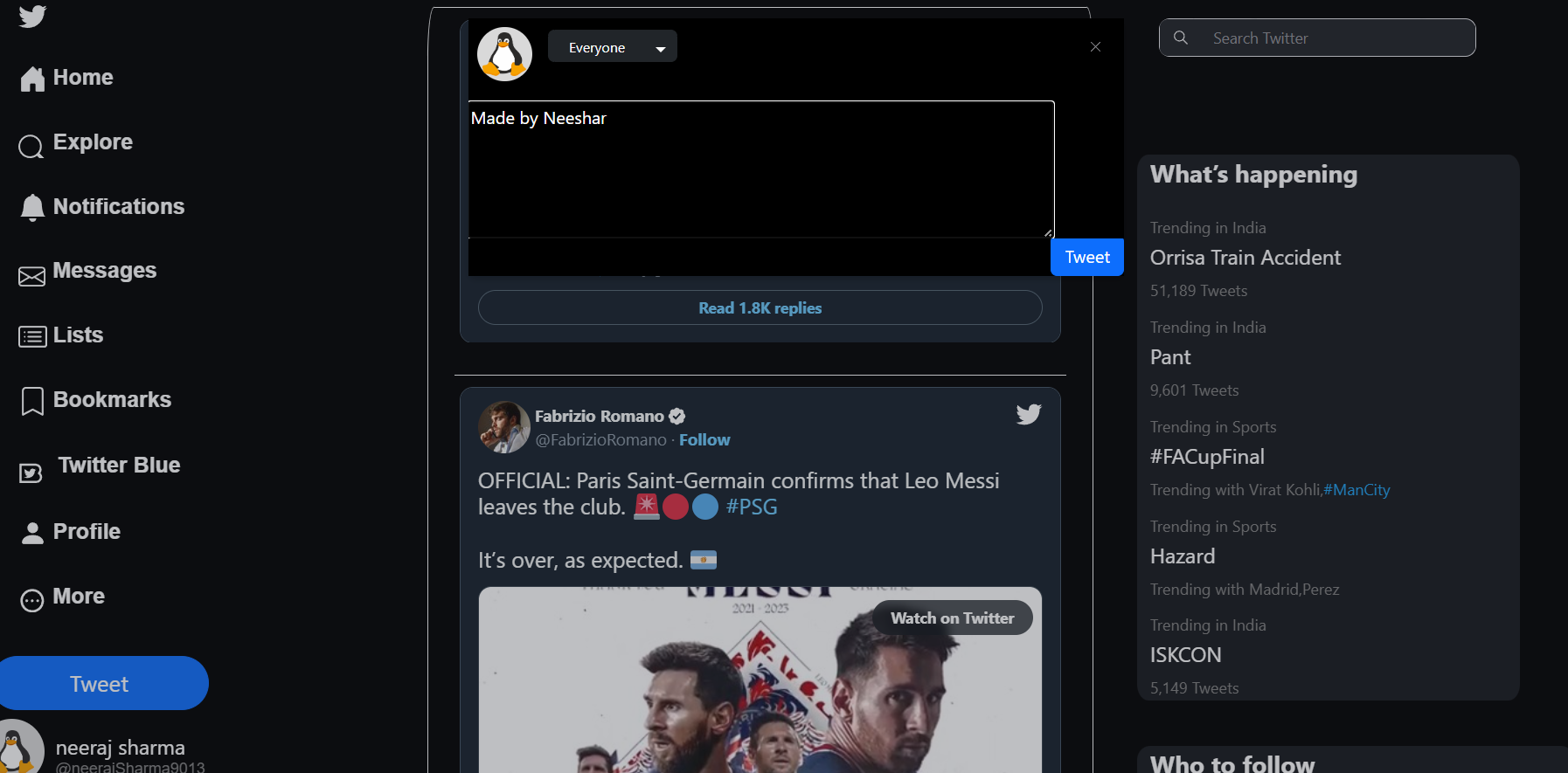 GitHub - Nee-Shar/Twitter-Clone