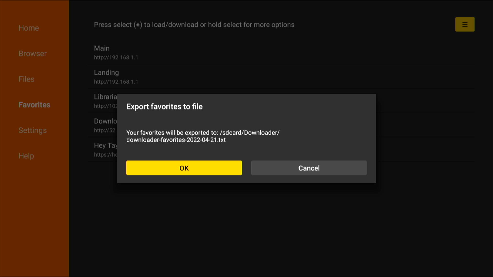 Add Import/Export Bookmarks · Issue #91 · truefedex/tv-bro · GitHub