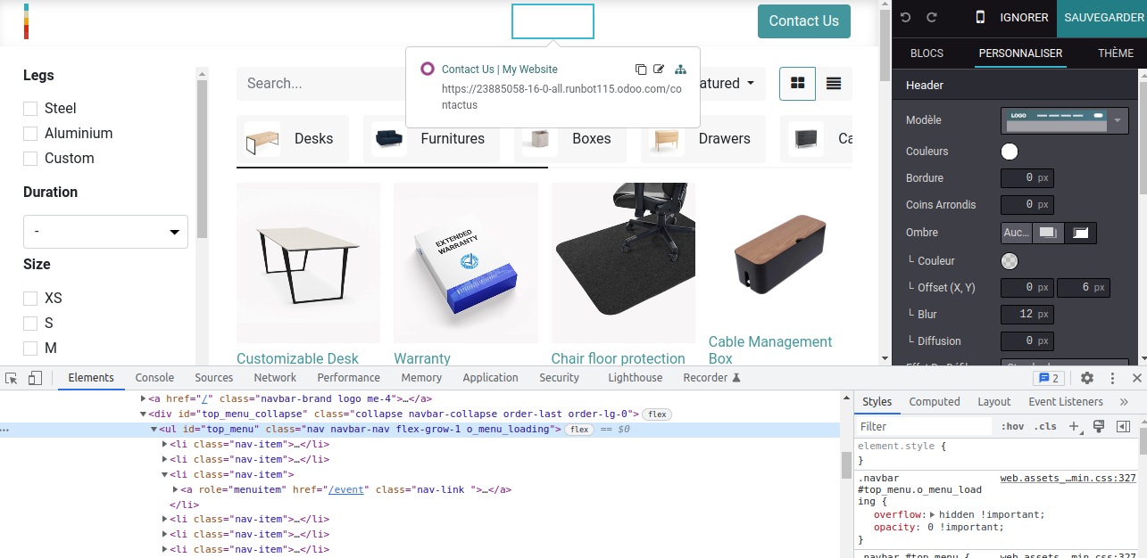 Opacity Add In Navbar When Edit Website Sale Page · Issue 112628 · Odoo Odoo · Github