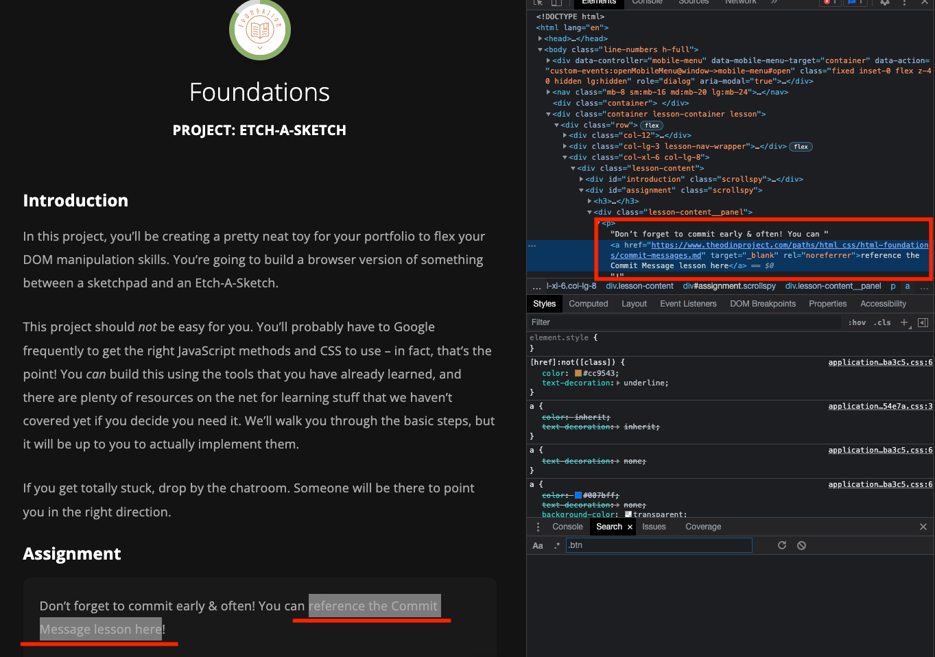 Bug - Foundations PROJECT ETCH-A-SKETCH : broken link · Issue #23659 · TheOdinProject/curriculum ...