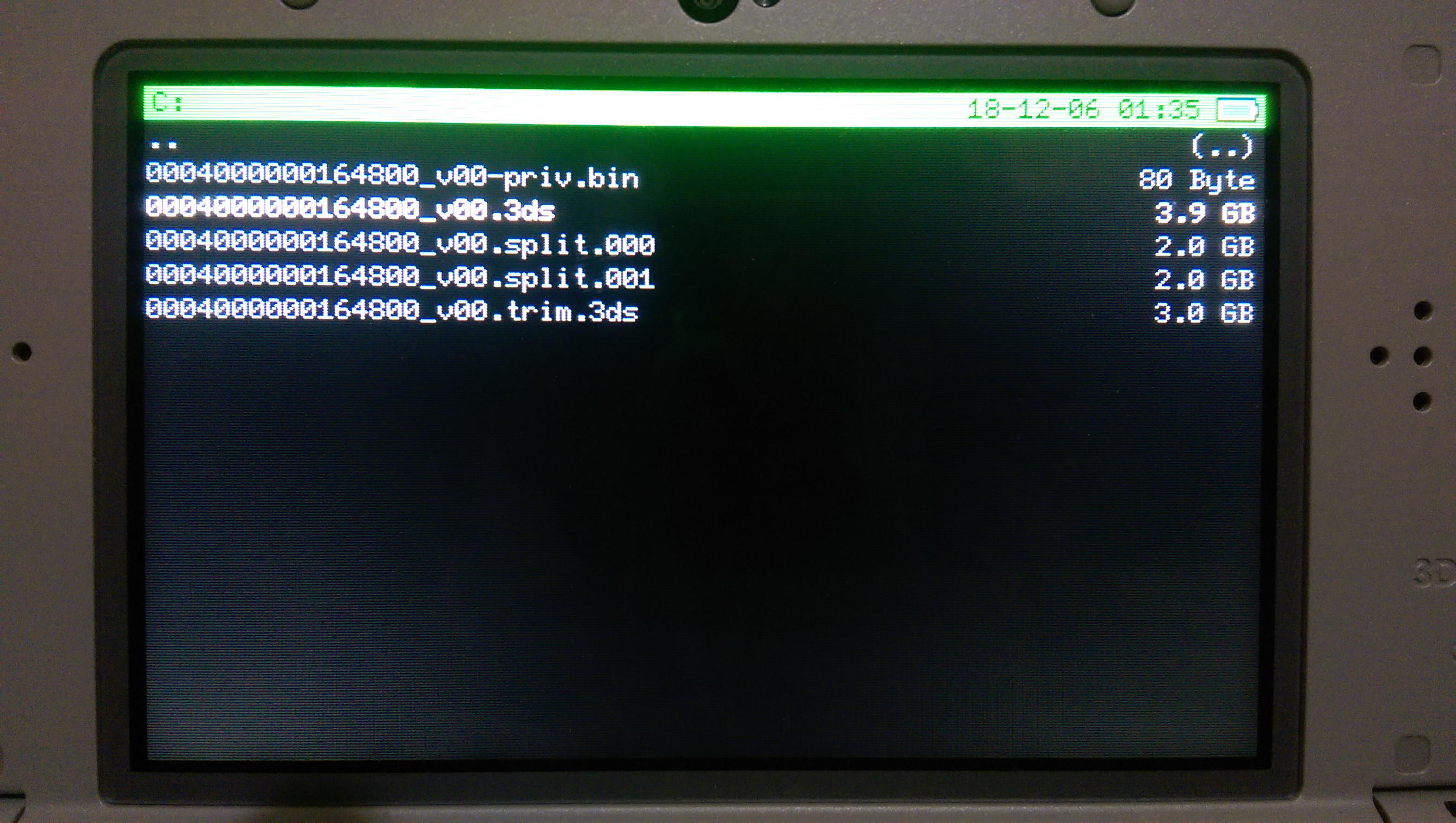 full .3ds file in game cart virtual directory of 4GB cart shows up as 3 ...