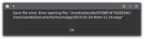 Xournalpp - no error message when saving file with no write permission ...