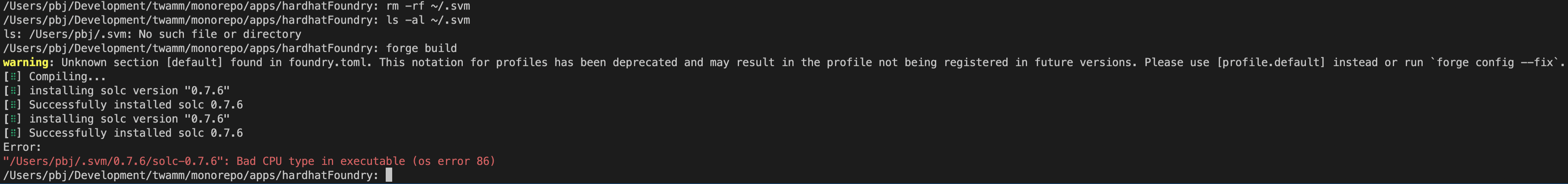 Add SVM support for solc 0.7.6 Mac M1 builds · Issue #3151 · foundry-rs/foundry · GitHub