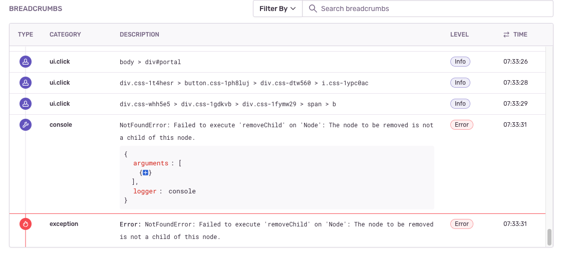 Error: NotFoundError: Failed to execute 'removeChild' on 'Node': The node to be removed is not a ...