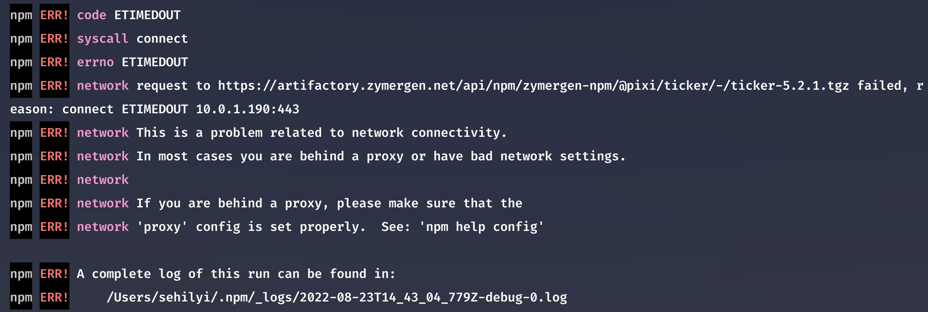 Using a recent version of `npm` gives error when install packages ...