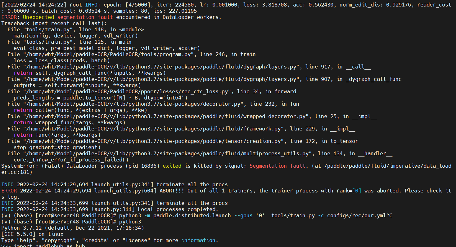 准备训练识别模型出现了DataLoader的问题 · Issue #5554 · PaddlePaddle/PaddleOCR · GitHub