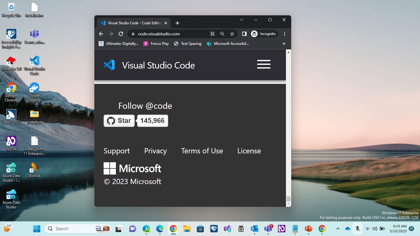 A11y_Visual Studio Code Services_Home_Home_Reflow: On applying reflow resolution(320*256) two ...