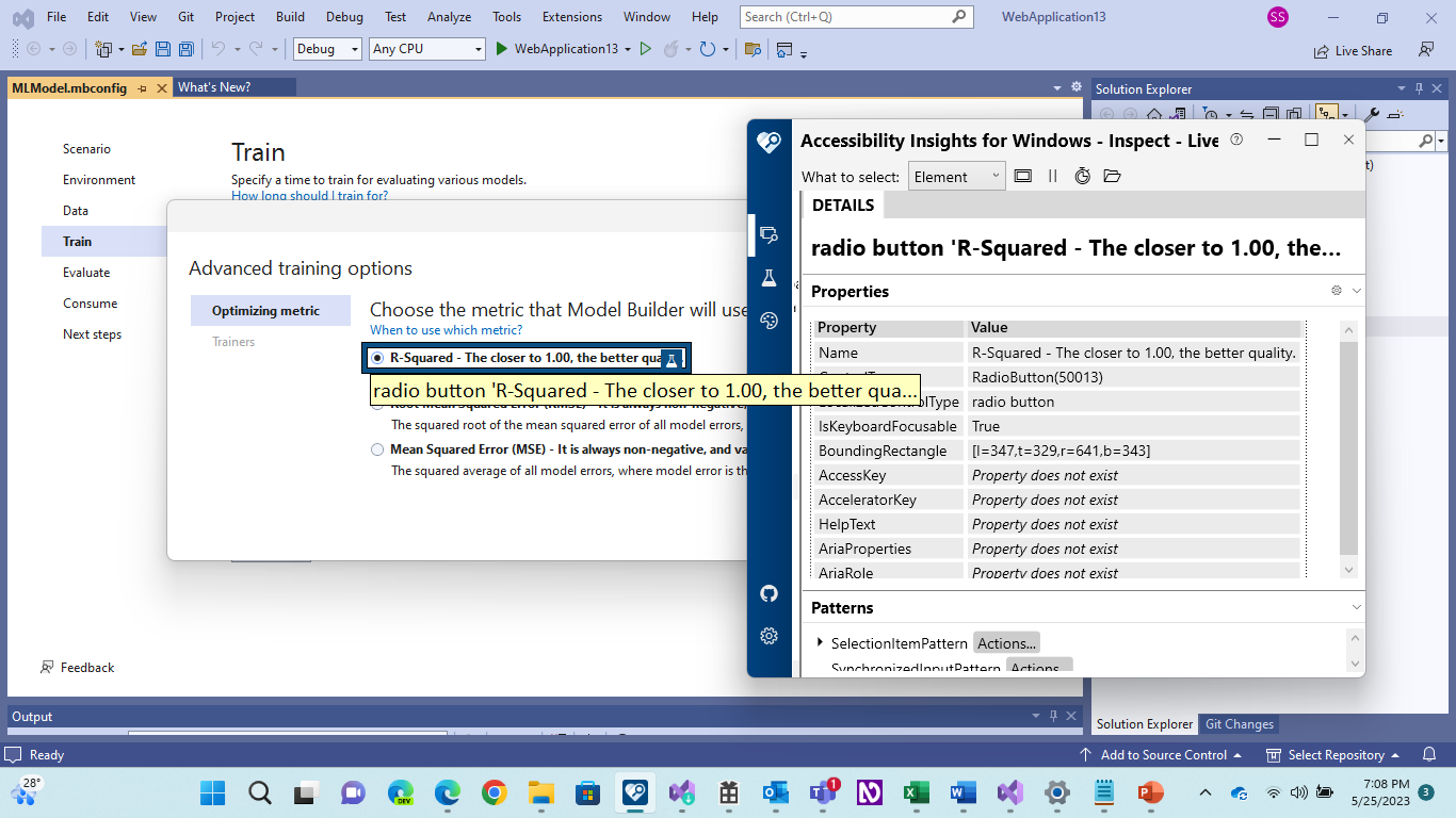 A11y_Model Builder_Train_Advance Training Options_Usability: Screen reader is not reading the ...