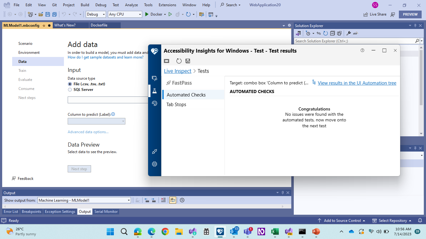 A11y_Model Builder_Recommendation_Data_AI4D: (devenv/combo box '') The Name property of a ...