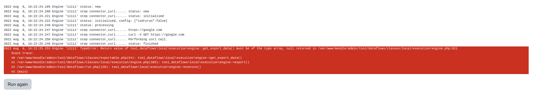 Running A Simple Curl Step Fails · Issue 510 · Catalyst Moodle Tool Dataflows · Github