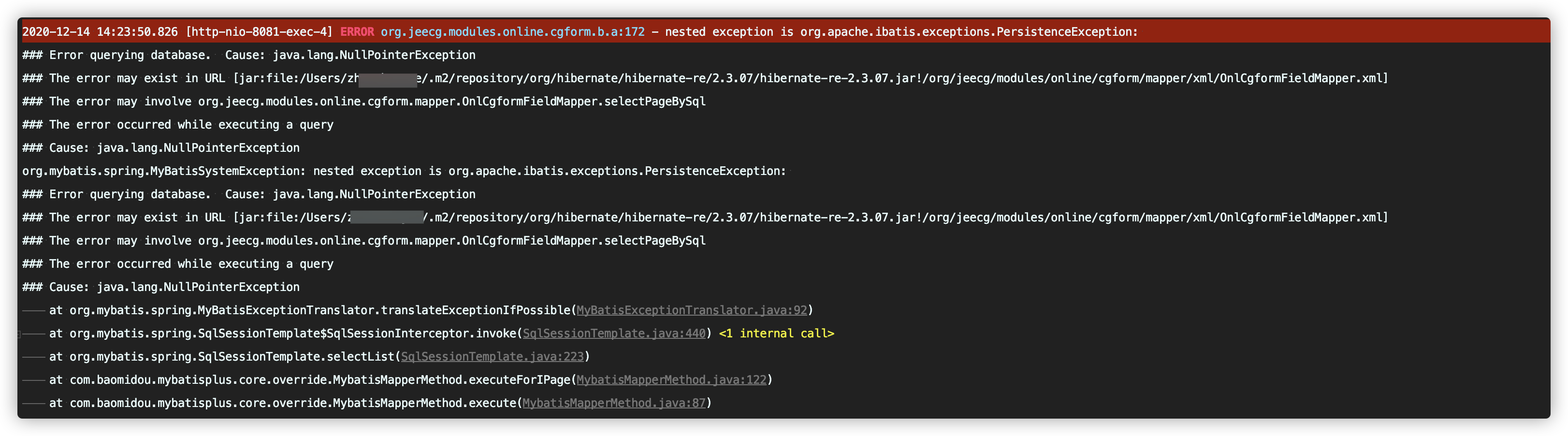 online表单开发-功能测试报错 · Issue #2103 · jeecgboot/JeecgBoot · GitHub