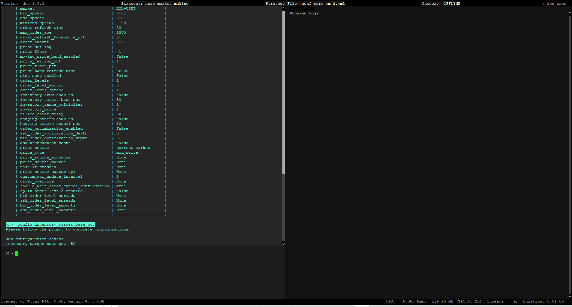 Client - Pure_MM & Avellaneda Inventory target base percentage config ...