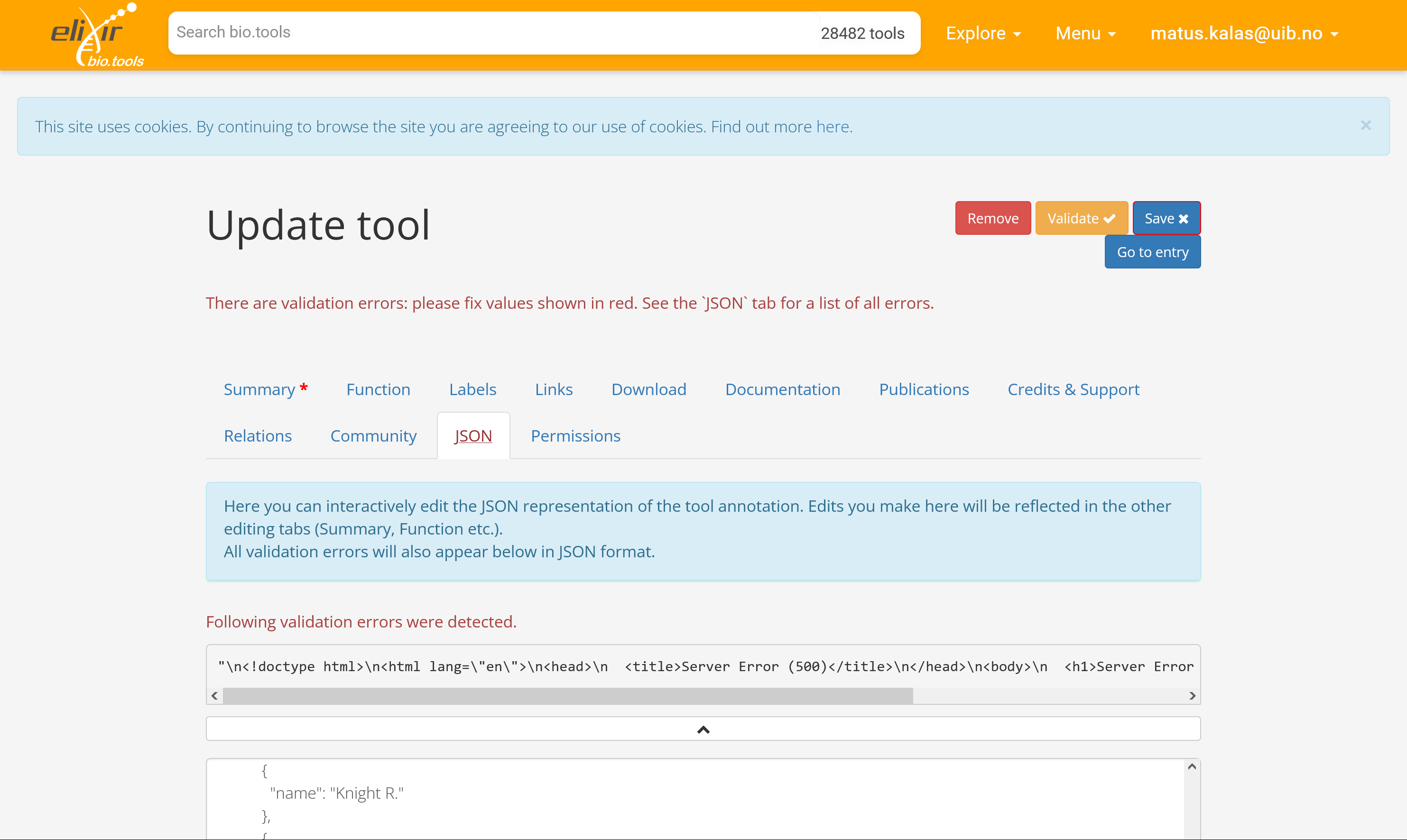 🐛 Bug with validating and saving a record · Issue #573 · bio-tools/biotoolsRegistry · GitHub
