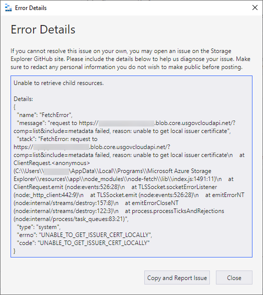 error on opening Blob Containers or File Shares · Issue #6067 · microsoft/AzureStorageExplorer ...
