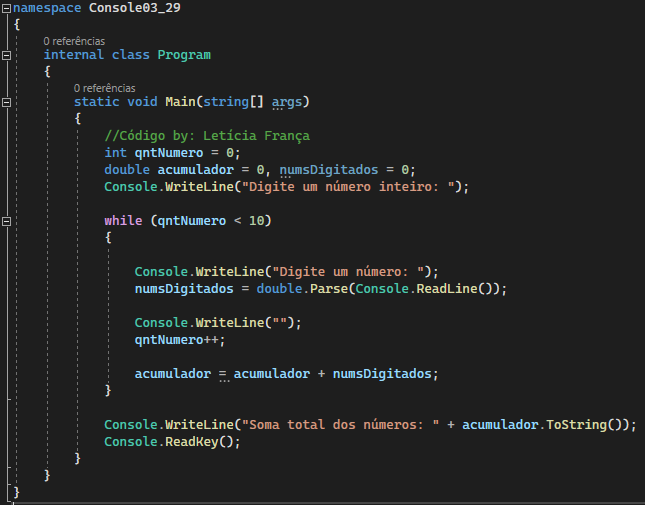GitHub - LeticiaSFranca/Projetos-CSharp