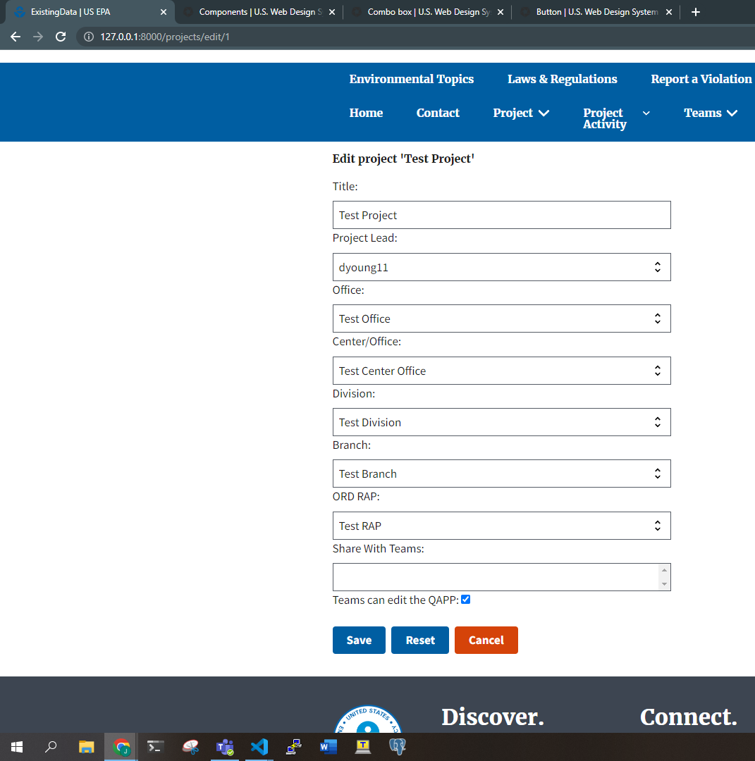 Share with Teams list is empty when editing a Project · Issue #11 · USEPA/FoodWaste · GitHub