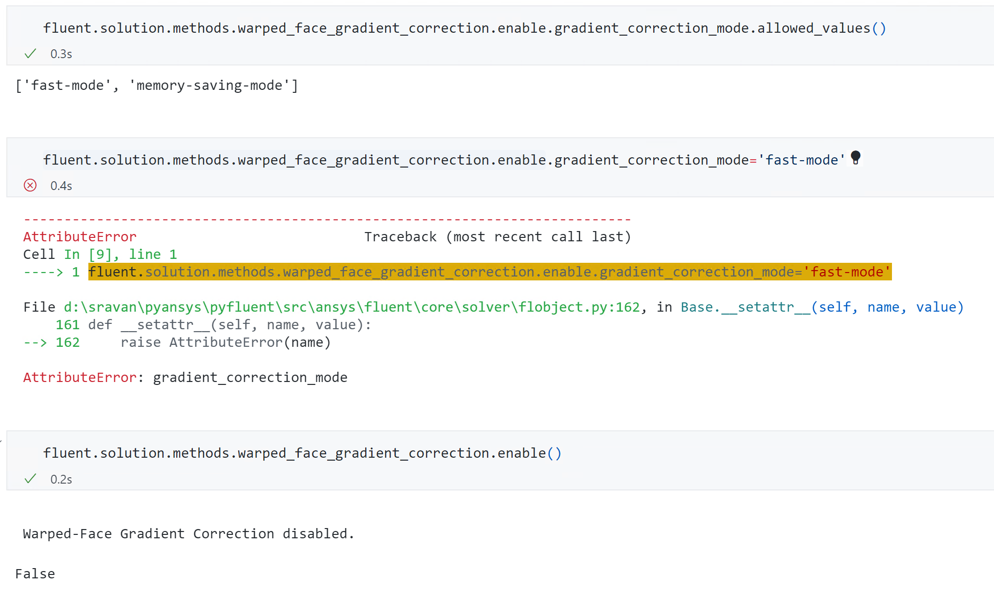 Can't enable warped face gradient correction through settings api · Issue #989 · ansys/pyfluent ...