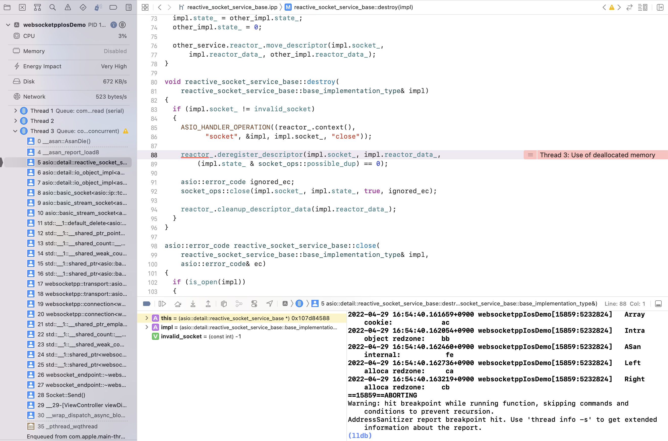 crash with "Use of deallocated memory" · Issue #1035 · zaphoyd/websocketpp · GitHub