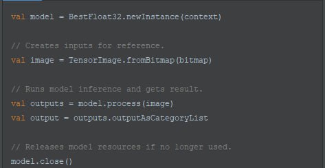 How I can get data output from model when I use it in android app, writing on kotle in tflite ...