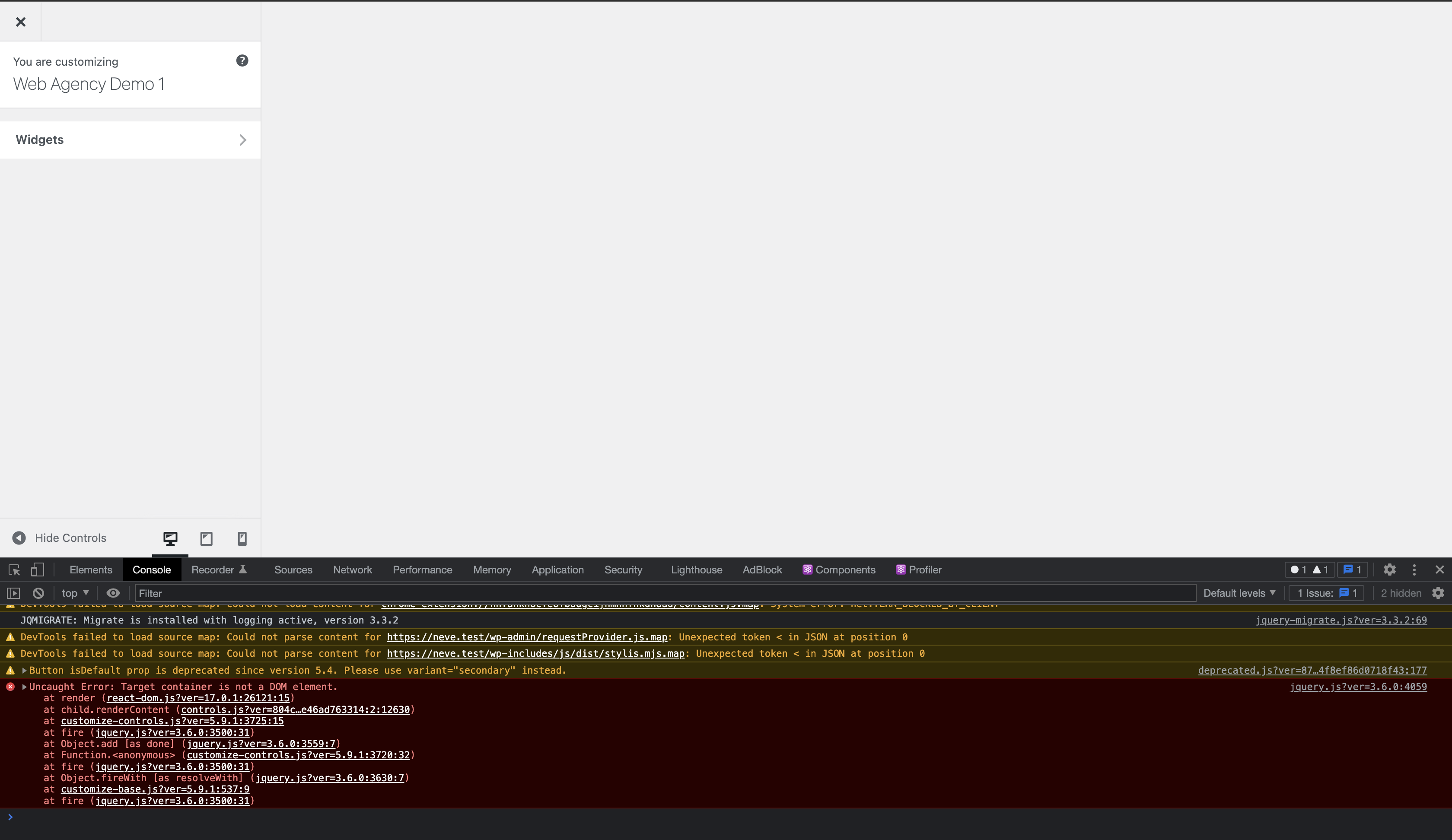 Customizer Error On Development Branch · Issue 3401 · Codeinwp Neve · Github