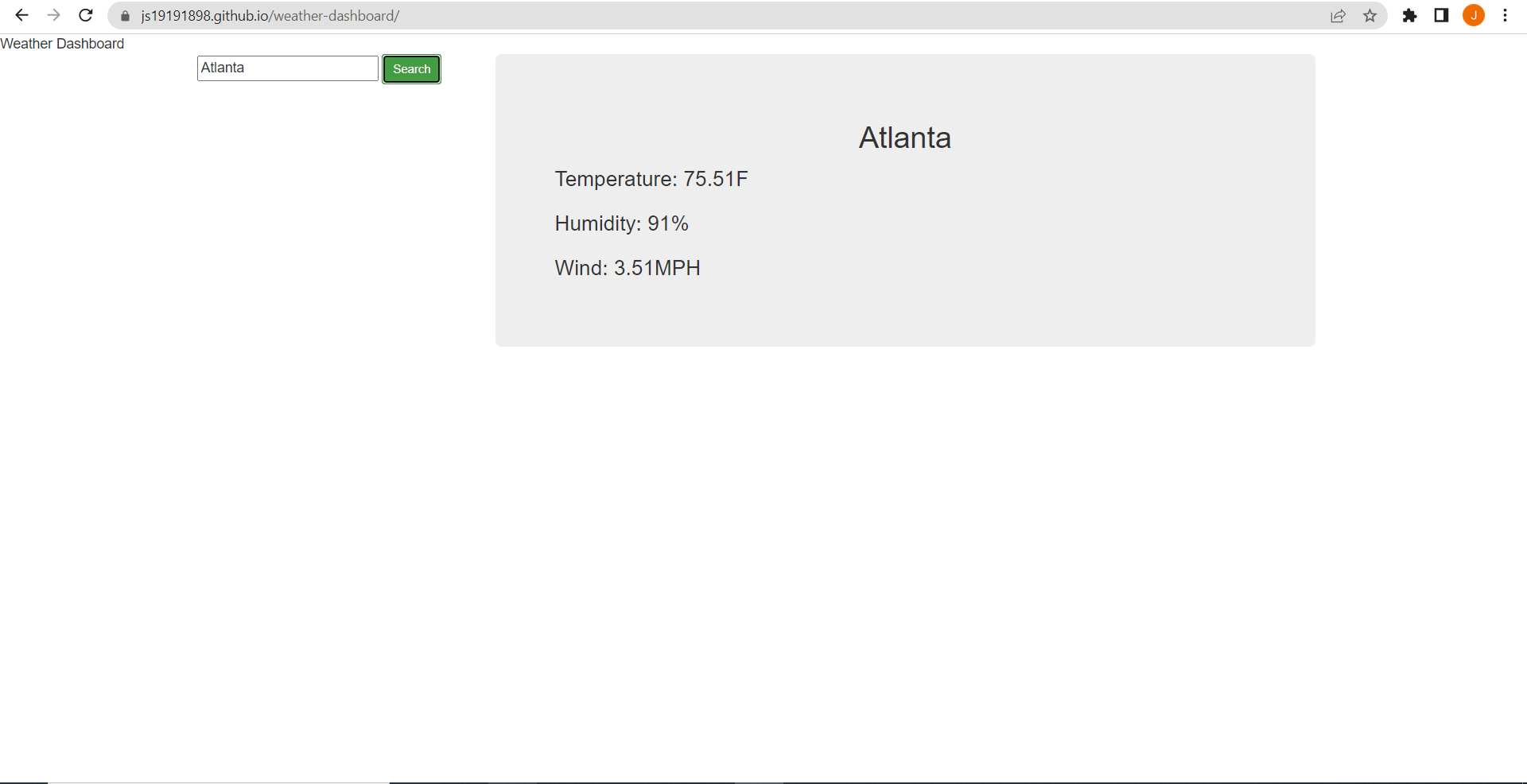 GitHub - JS19191898/weather-dashboard