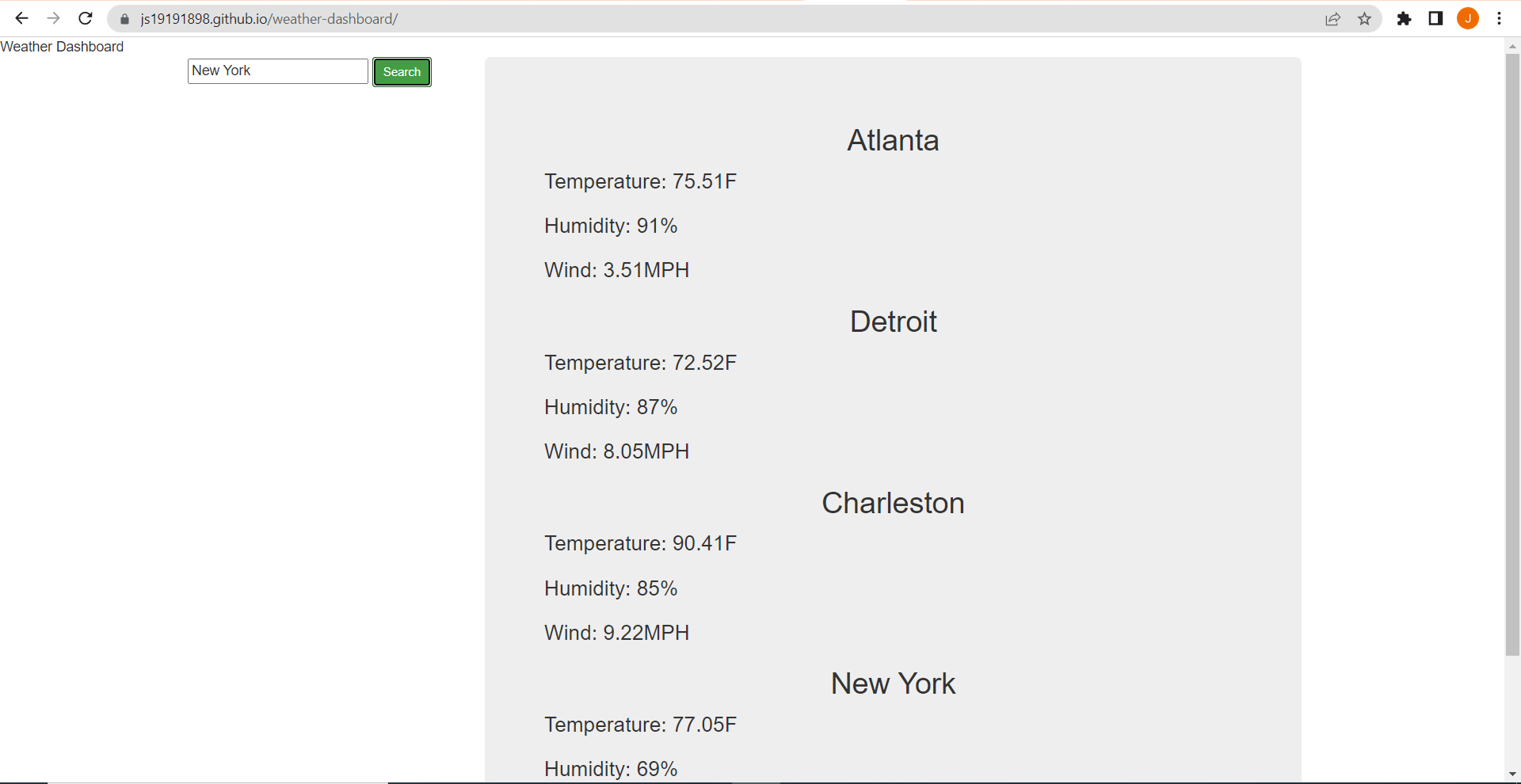 GitHub - JS19191898/weather-dashboard