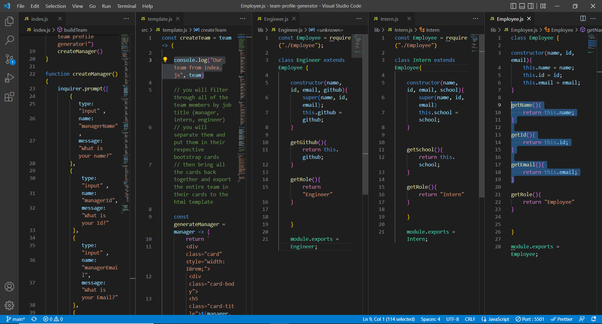 GitHub - JS19191898/team-profile-generator