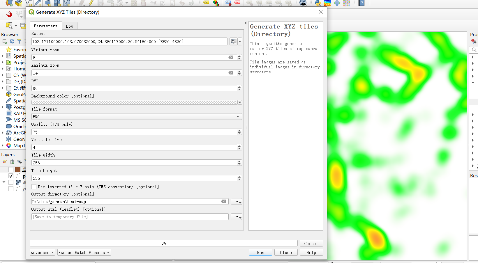 This feature "Generate XYZ tiles" display different levels of tiles ...