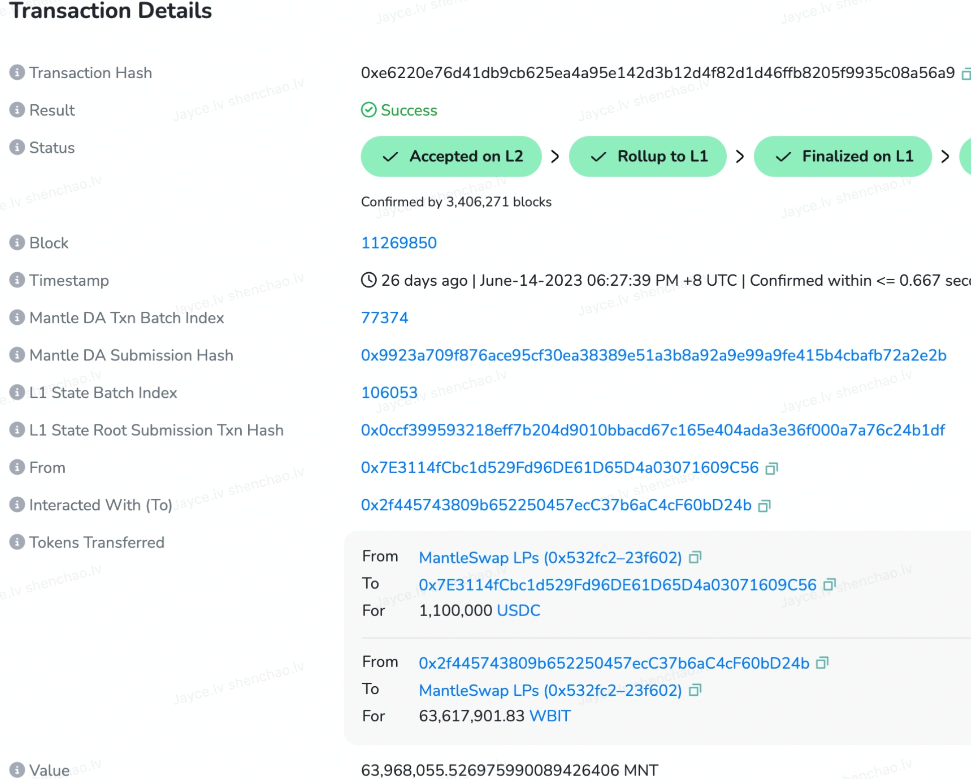 The block height and transaction hash in Coin balance history do not match the change in balance ...