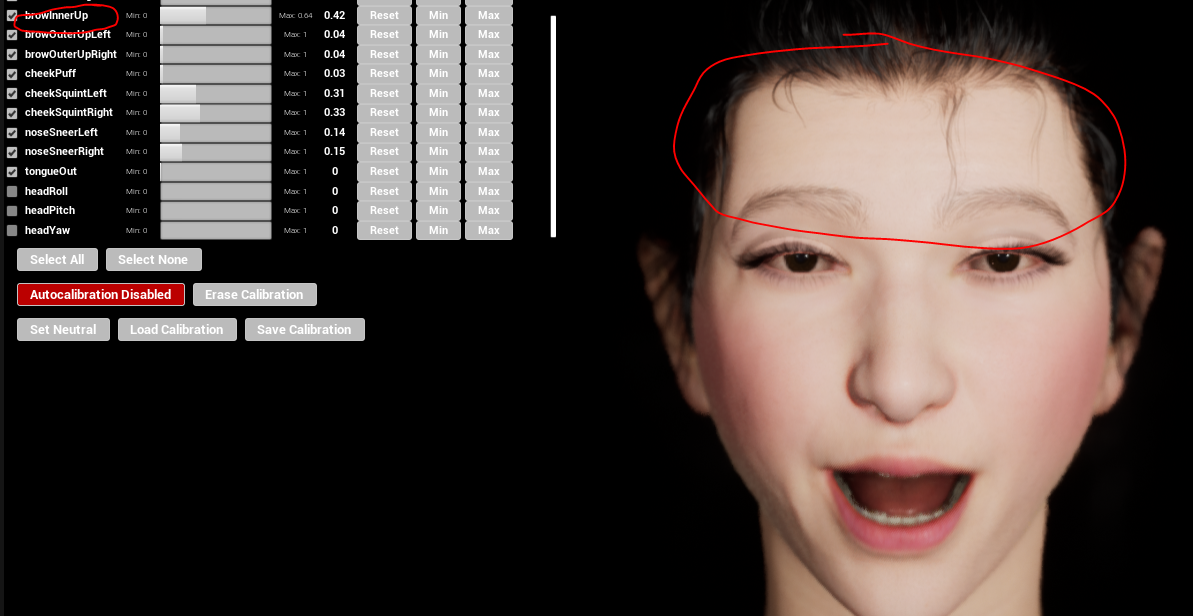 For each different face, the mocap face data doesn't show the right ...